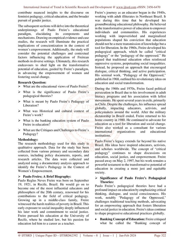 Conscientization to Liberation Paulo Freire’s Educational Paradigm and ...