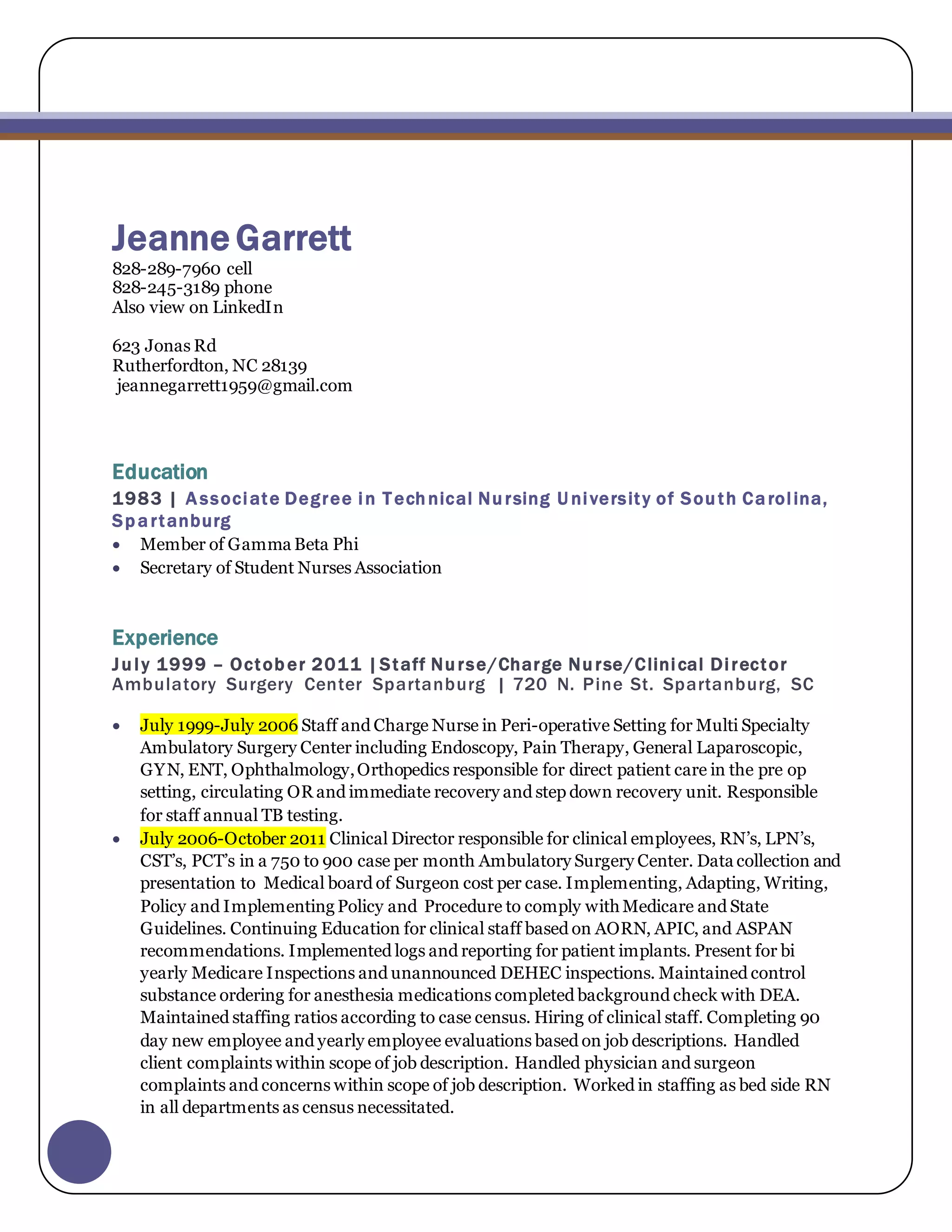 Jeanne Garrett July 2016 Resume | DOCX