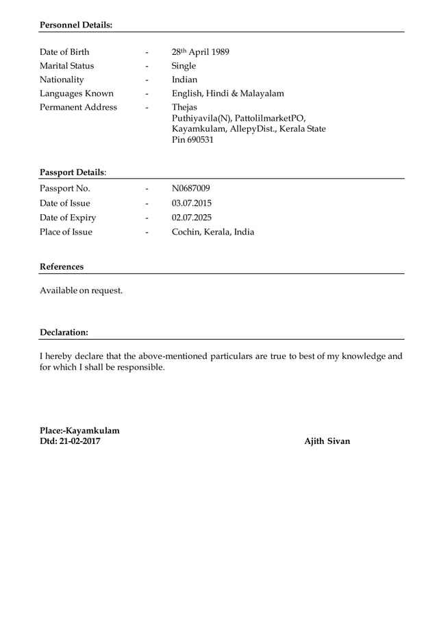 Profile - Ajith Sivan | PDF