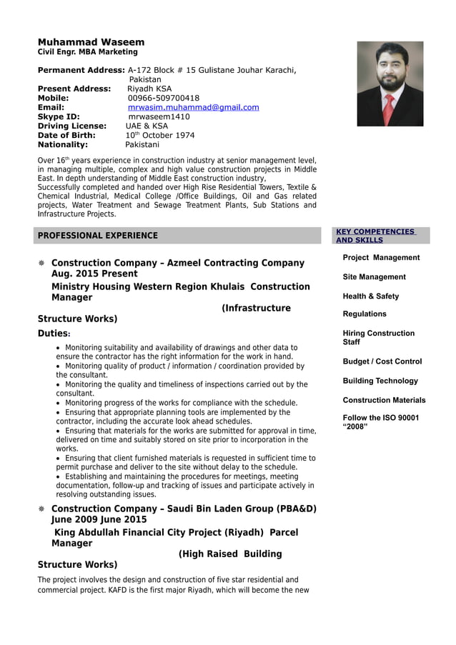 Update CV | PDF | Construction Industry | Industries