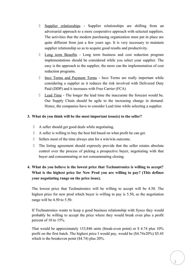 Negotiation Case Study | DOC