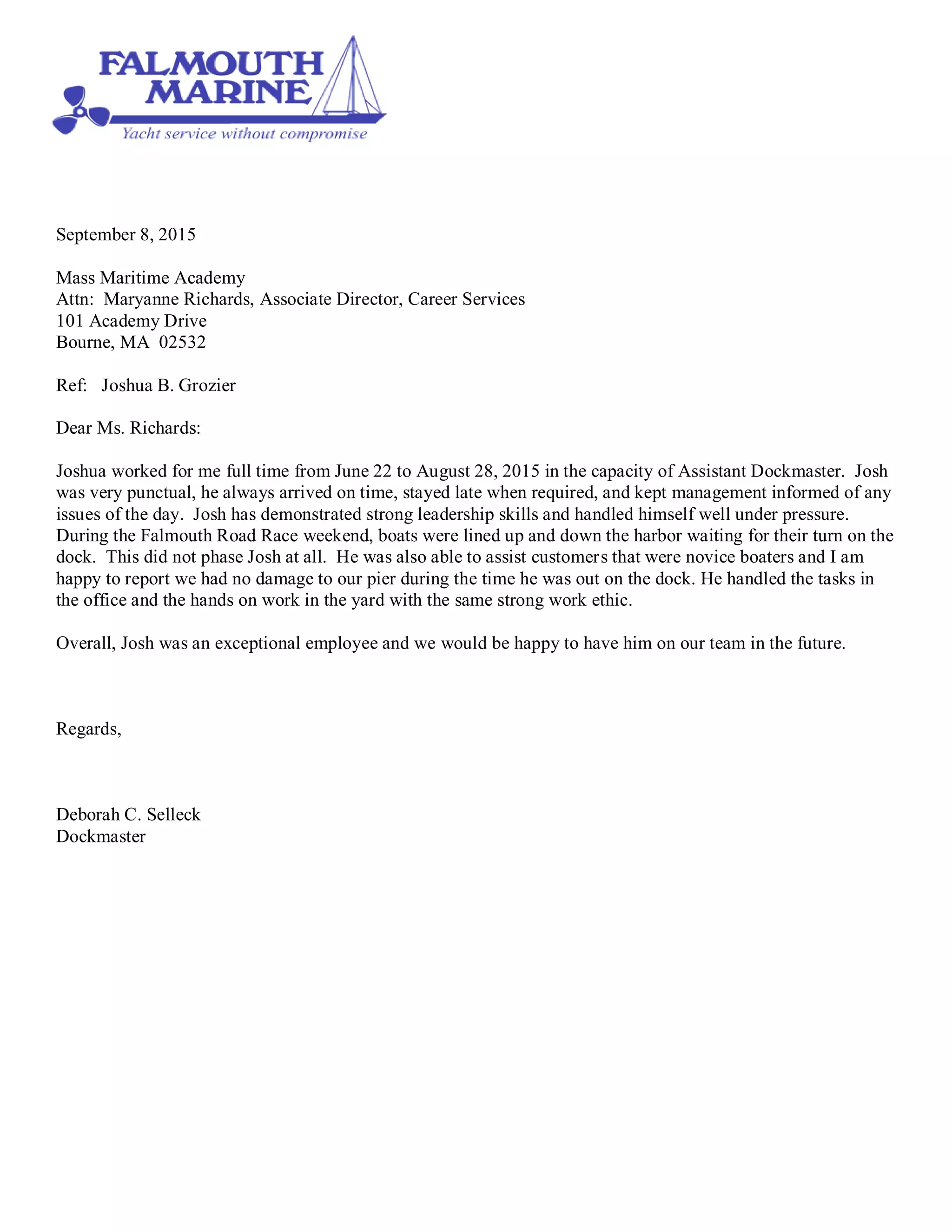 falmouth marine evaluation letter | PDF