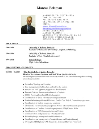 Marcus Felsman CV | PDF