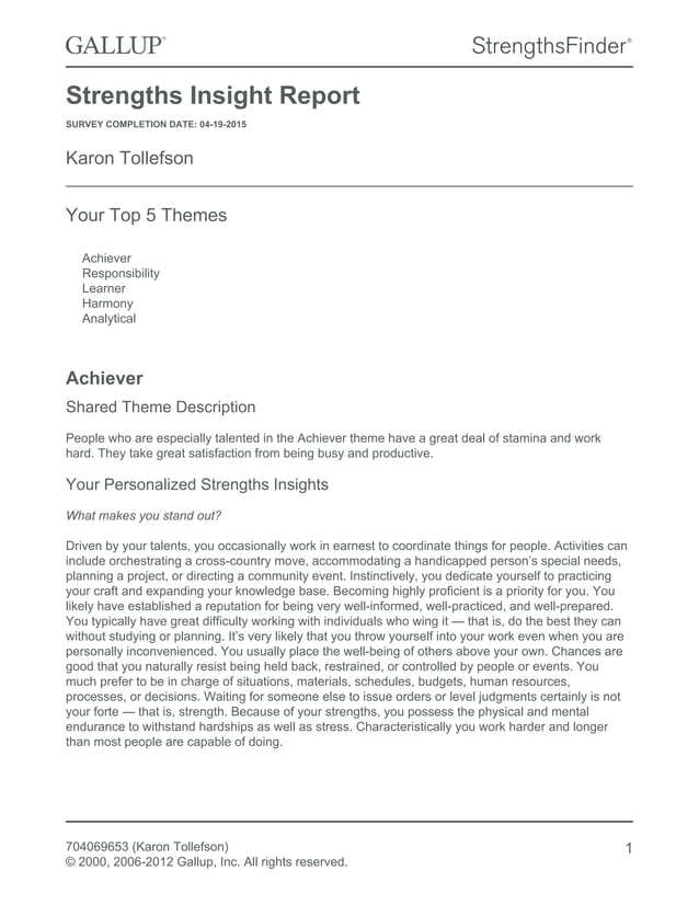 Strengths Finder 2.0 | PDF