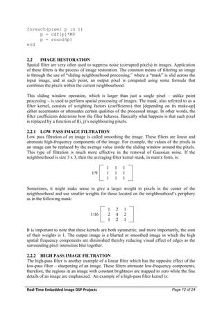 Technical Documentation_Embedded_Image_DSP_Projects | PDF