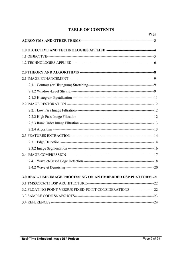 Technical Documentation_Embedded_Image_DSP_Projects | PDF