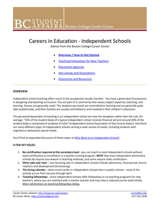 Careers in Education - Independent Schools | PDF