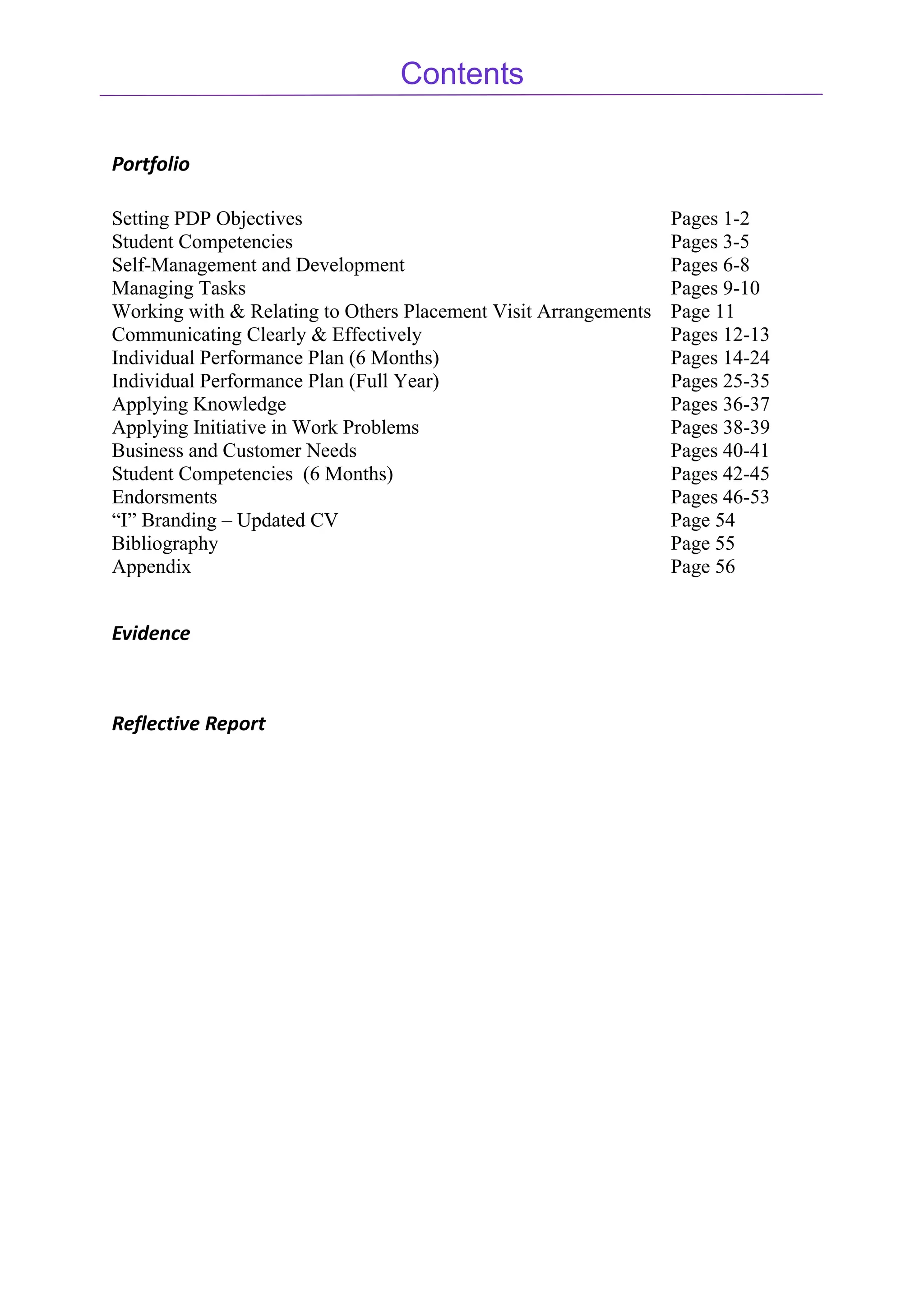 Portfolio of Evidence & Reflective Report | PDF | Business ...