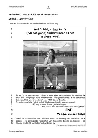 Afrikaans HL P1 Nov 2015 | PDF