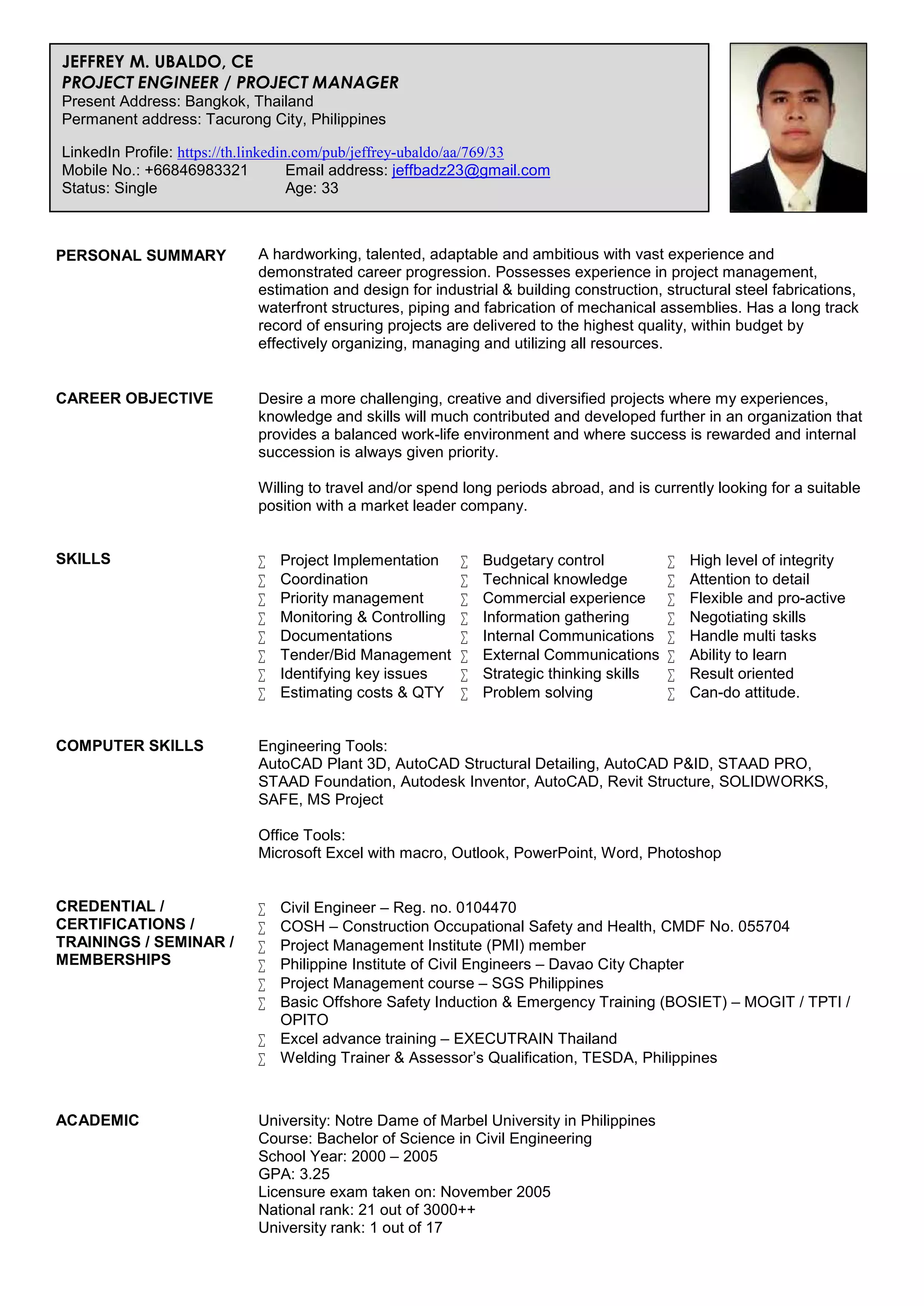 JEFFREY UBALDO CV | PDF