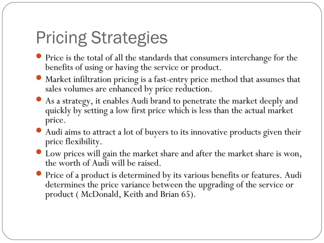 Audi Company Marketing Strategy | PPT | Automotive Industry | Industries