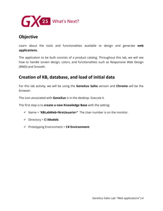 Laboratorio: Desarrollo de aplicaciones Web con GeneXus Evolution 3 y Salto (continuación) | PDF