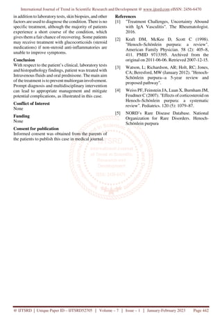 Henoch Schonlein Purpura HSP Case Report | PDF