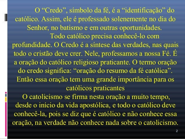 Catequese "O Credo" parte por parte