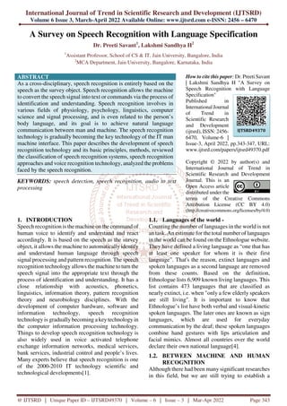 A Survey on Speech Recognition with Language Specification | PDF