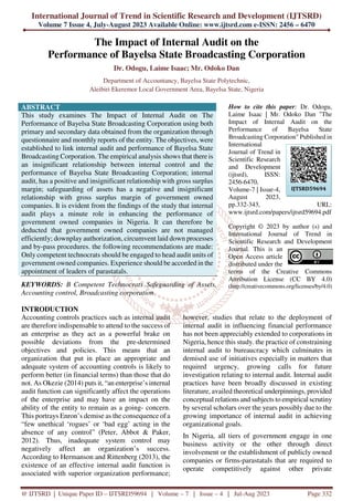 The Impact of Internal Audit on the Performance of Bayelsa State ...