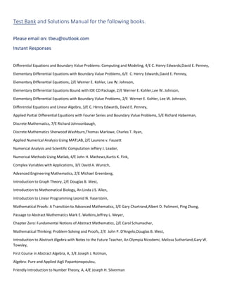 Test bank And Solutions Manual | PDF