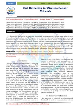 Cut Detection in Wireless Sensor Network | PDF