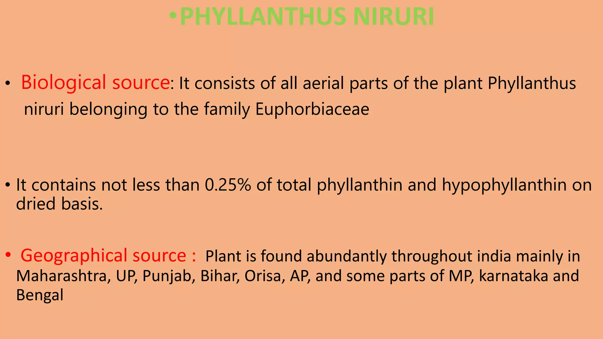 PHYLLANTHUS NIRURI IN LIVER DISFUNCTION | PPTX