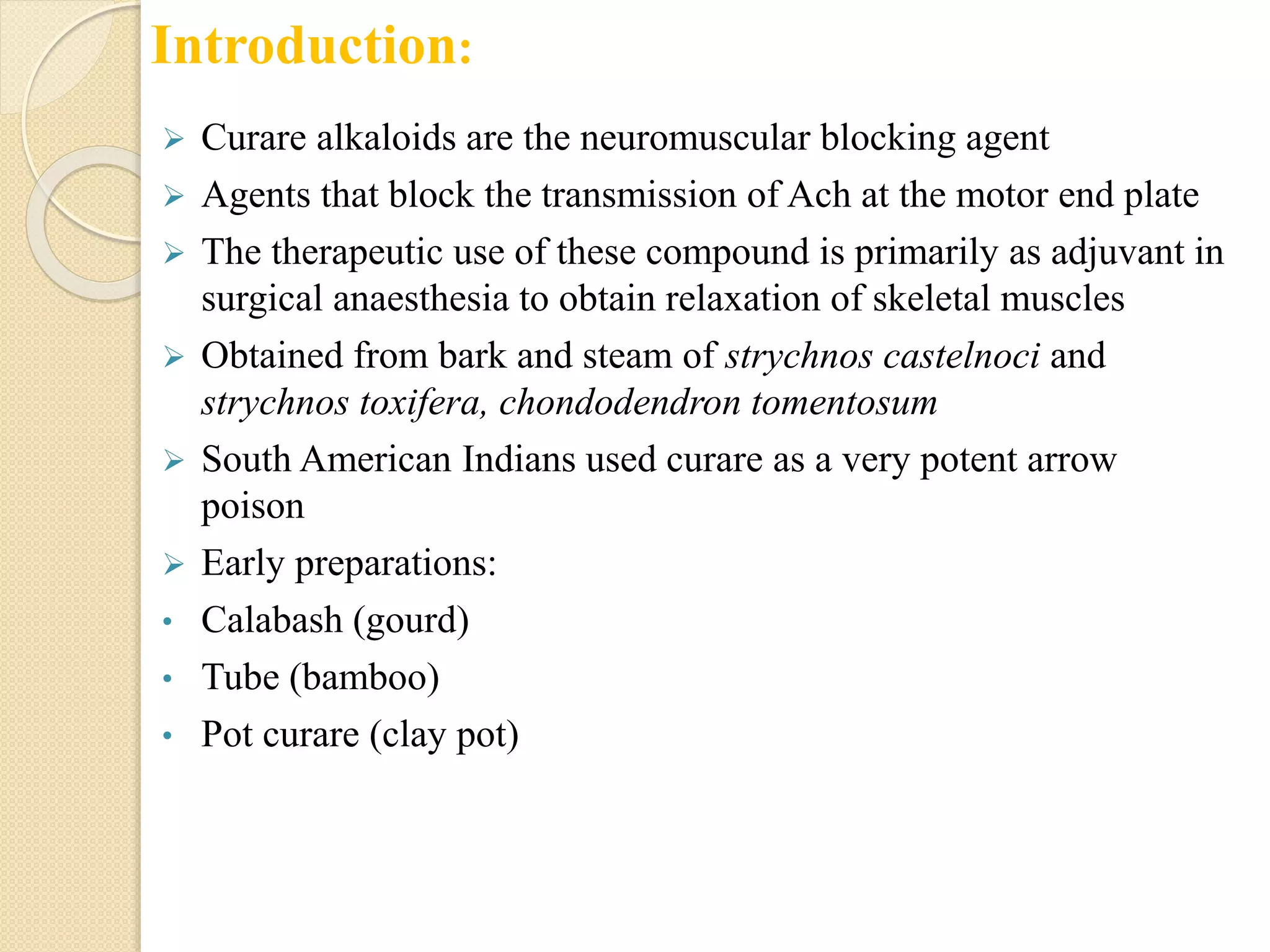 NEUROMUSCULAR BLOCKING DRUGS [CURARE ALKALOIDS] | PPTX