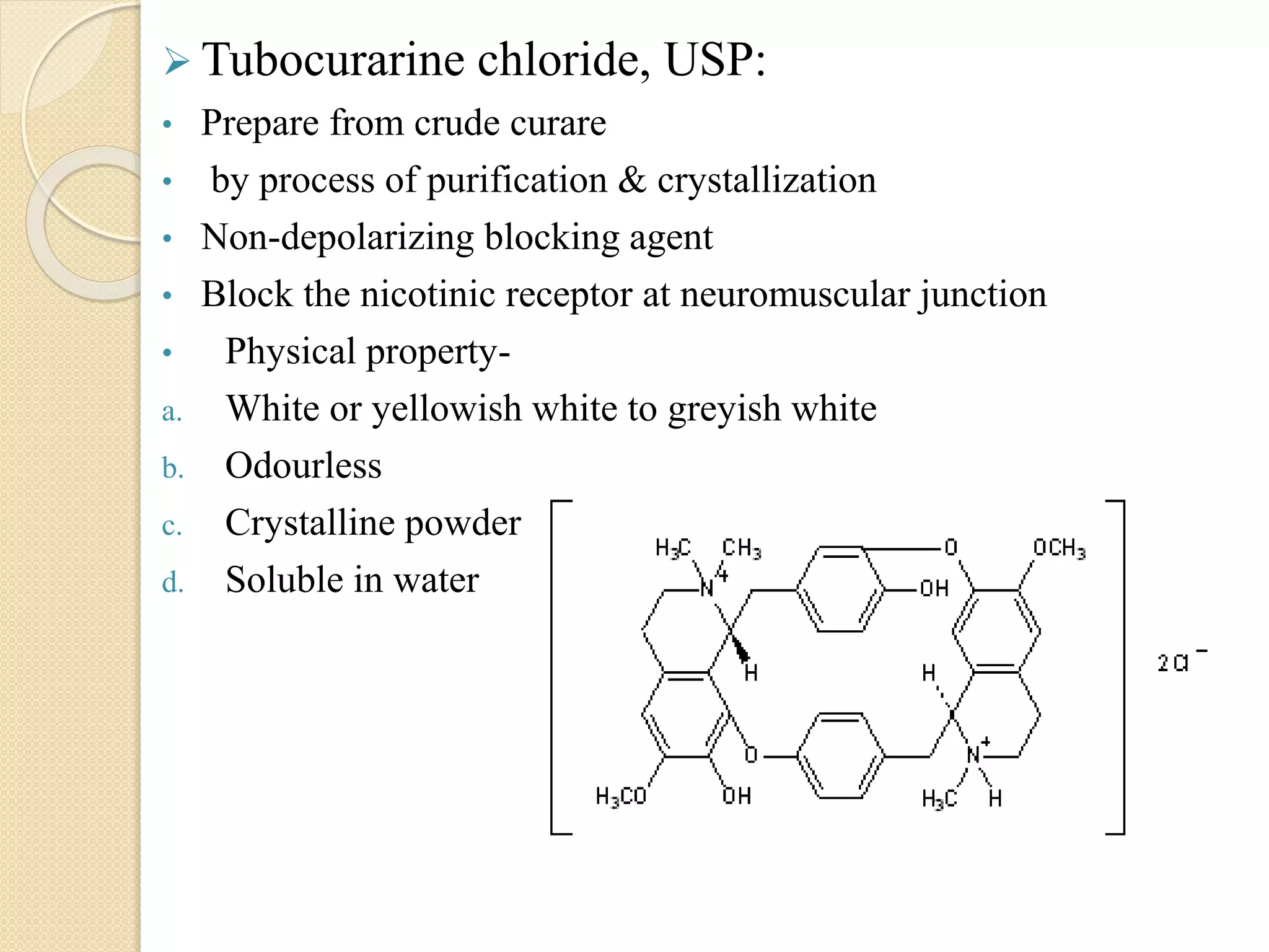 NEUROMUSCULAR BLOCKING DRUGS [CURARE ALKALOIDS] | PPTX