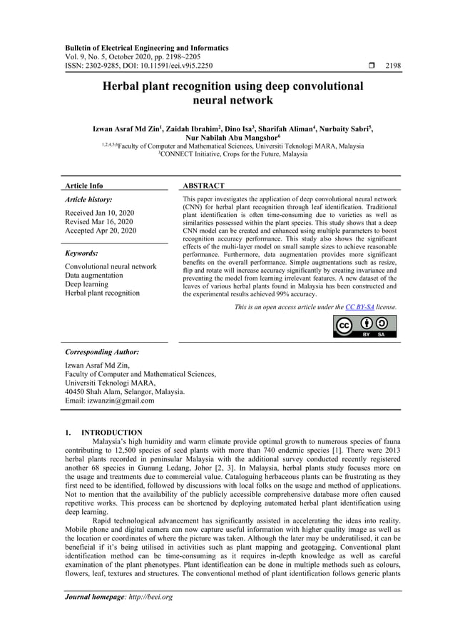 Herbal plant recognition using deep convolutional neural network | PDF