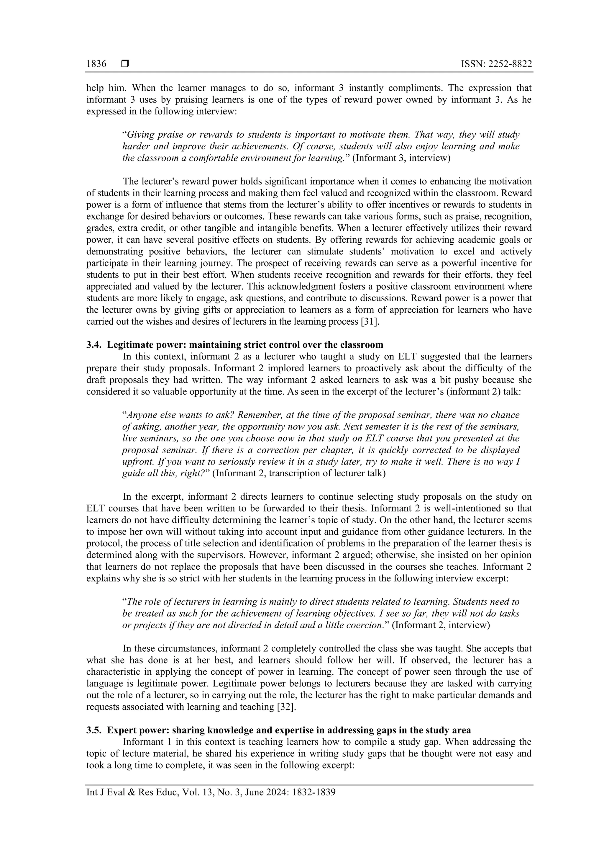 English as a foreign language lecturers’ language power bases in the ...