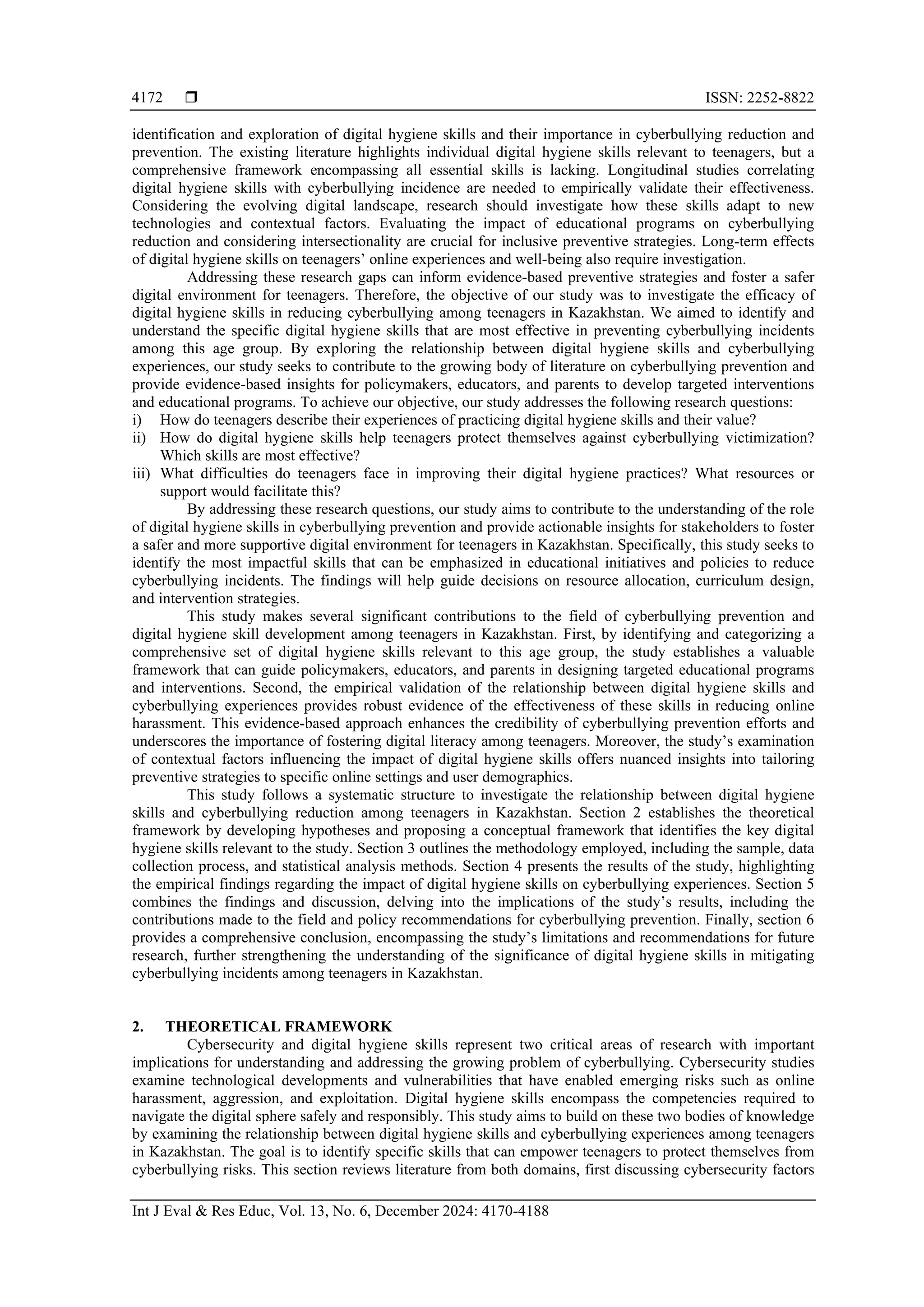 Digital hygiene skills and cyberbullying reduction: a study among teenagers in Kazakhstan | PDF