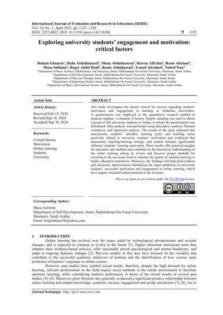 Exploring university students’ engagement and motivation: critical ...