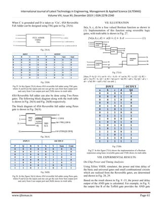 Power and Delay Analysis of Logic Circuits Using Reversible Gates | PDF