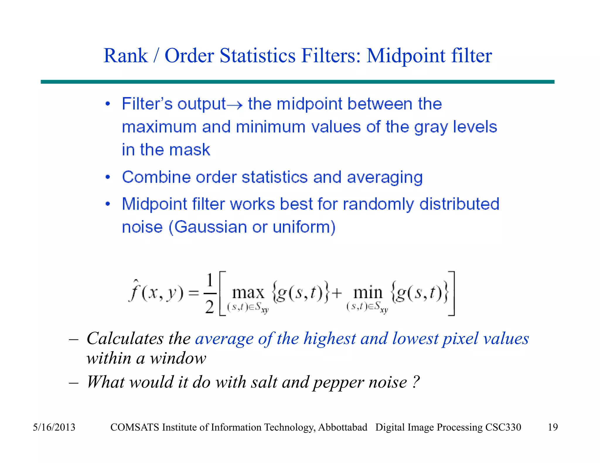 filters for noise in image processing | PDF