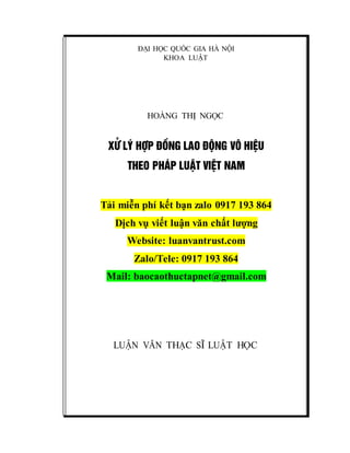 Luận văn: Xử lý hợp đồng lao động vô hiệu theo pháp luật Việt Nam, 9 điểm | PDF
