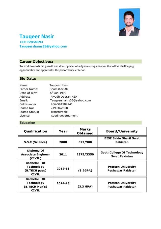 tauqeer Cv Update | PDF