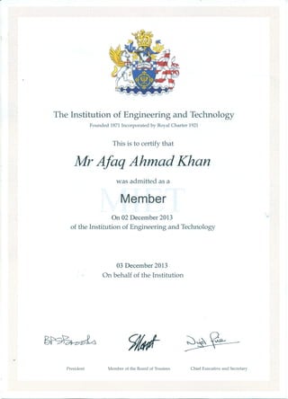 IET Certificate | PDF