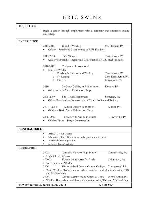 Eric's Resume, 2016 | DOC