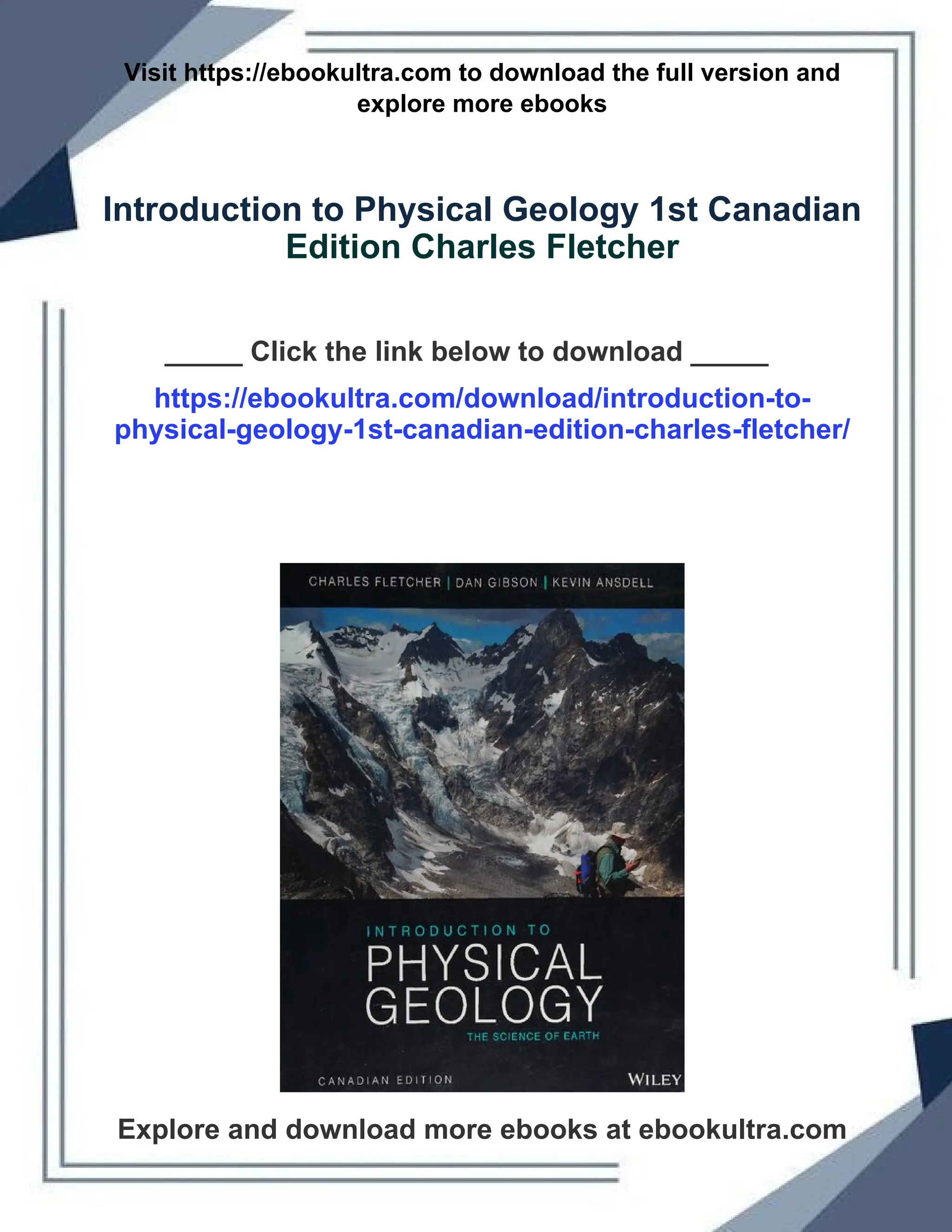 Introduction to Physical Geology 1st Canadian Edition Charles Fletcher ...
