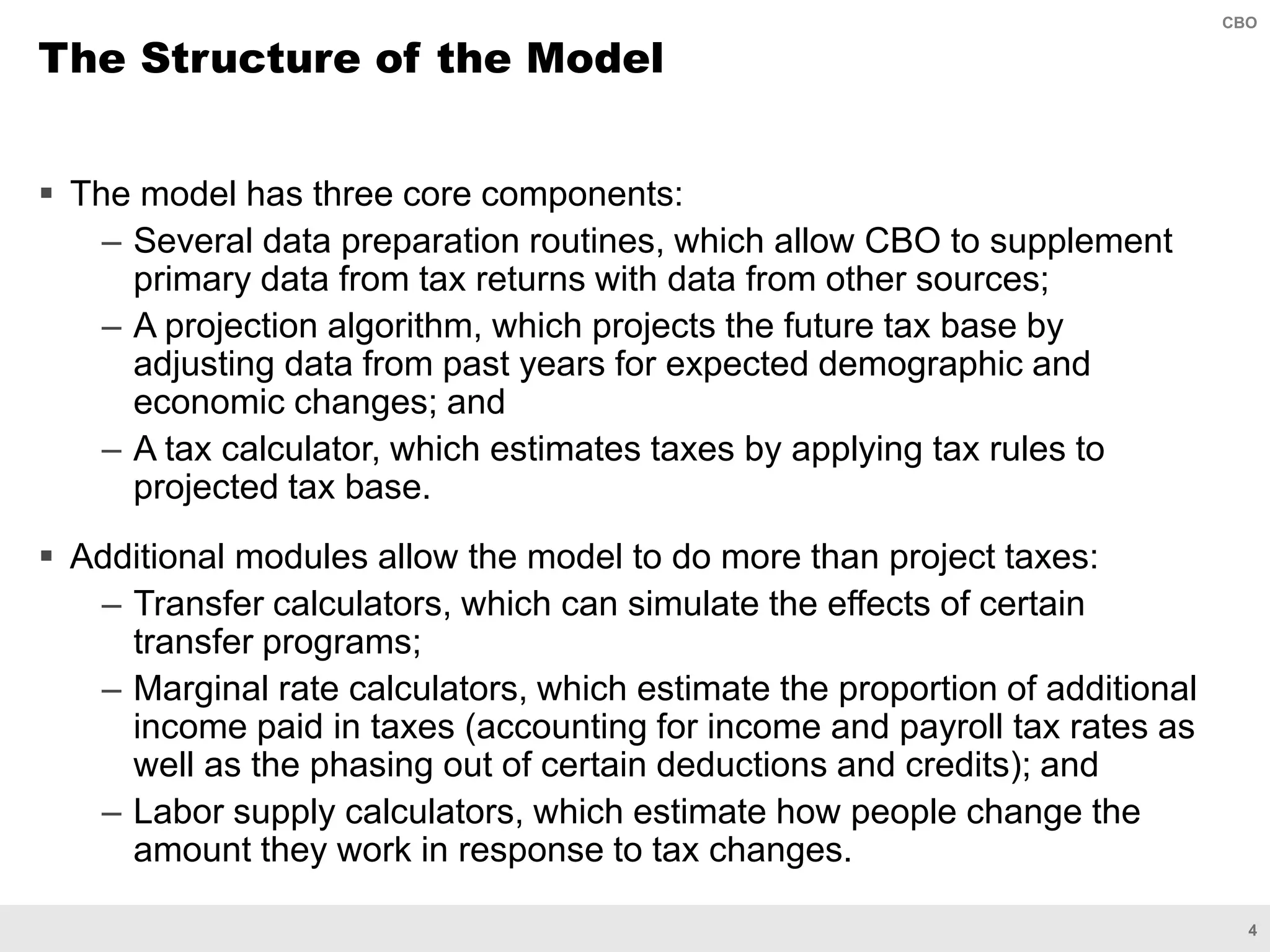 An Overview of CBO’s Microsimulation Tax Model | PDF