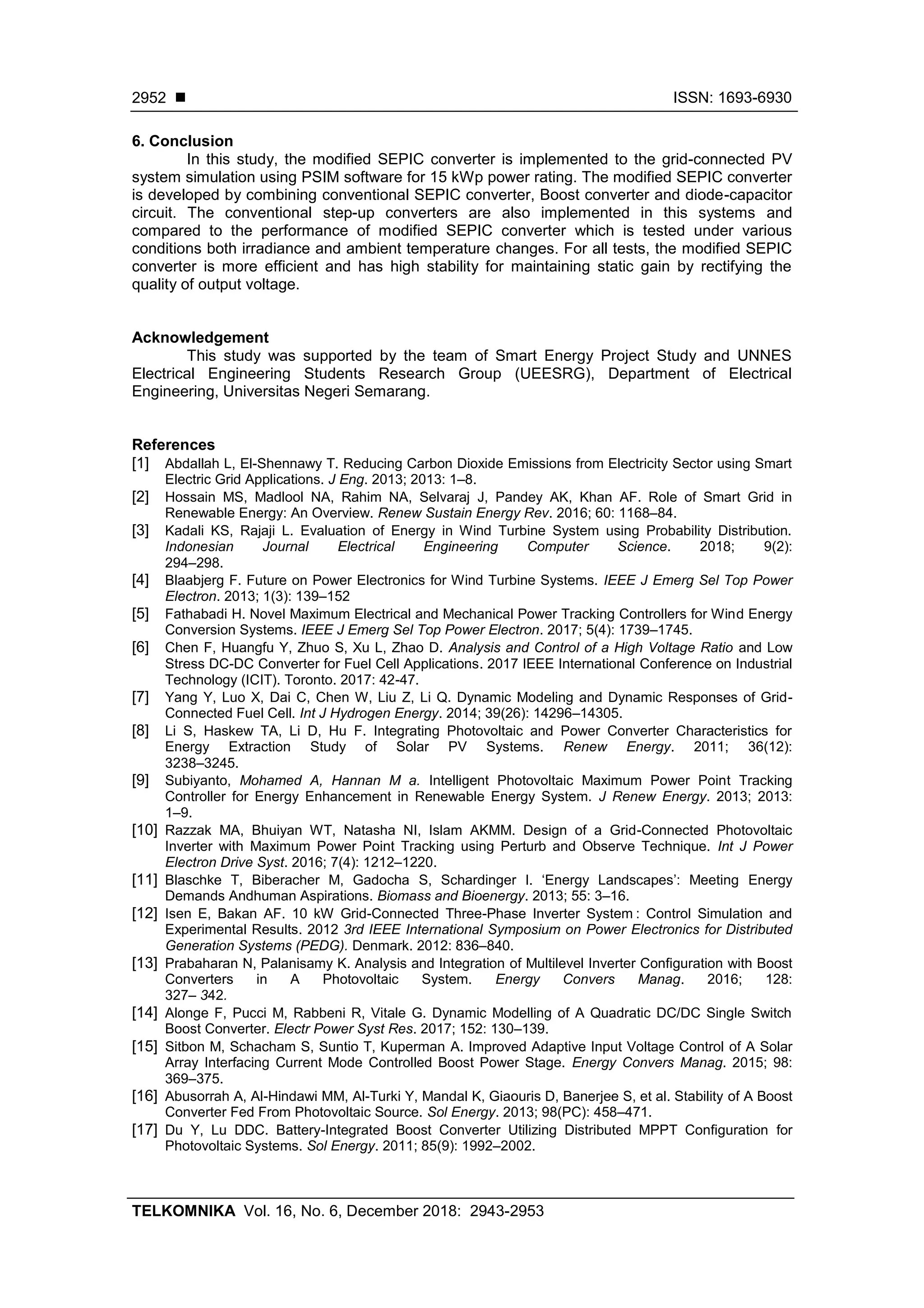 Modified SEPIC Converter Performance for Grid-connected PV Systems ...