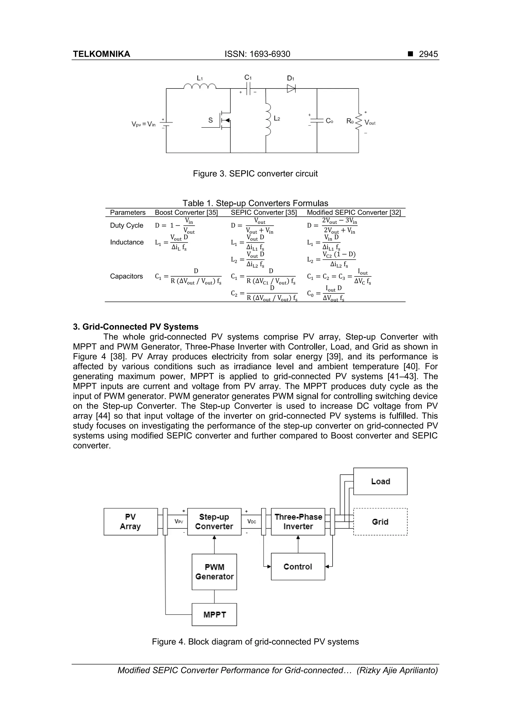 Modified SEPIC Converter Performance for Grid-connected PV Systems under Various Conditions | PDF