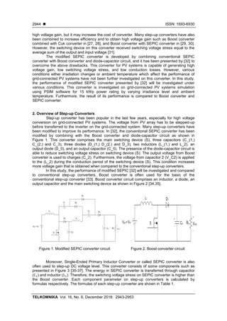 Modified SEPIC Converter Performance for Grid-connected PV Systems under Various Conditions | PDF