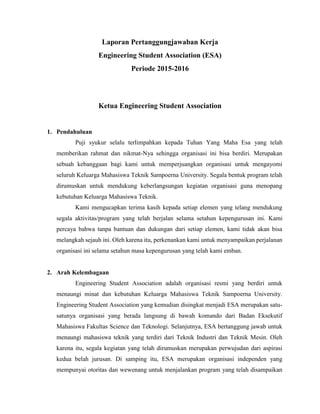 LAPORAN PERTANGGUNGJAWABAN KERJA (ESA) | PDF