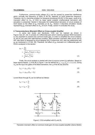 Transistor mismatch effect on common-mode gain of cross-coupled ...