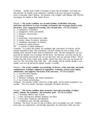 Student Teaching Observation Evaluation #1 | DOCX