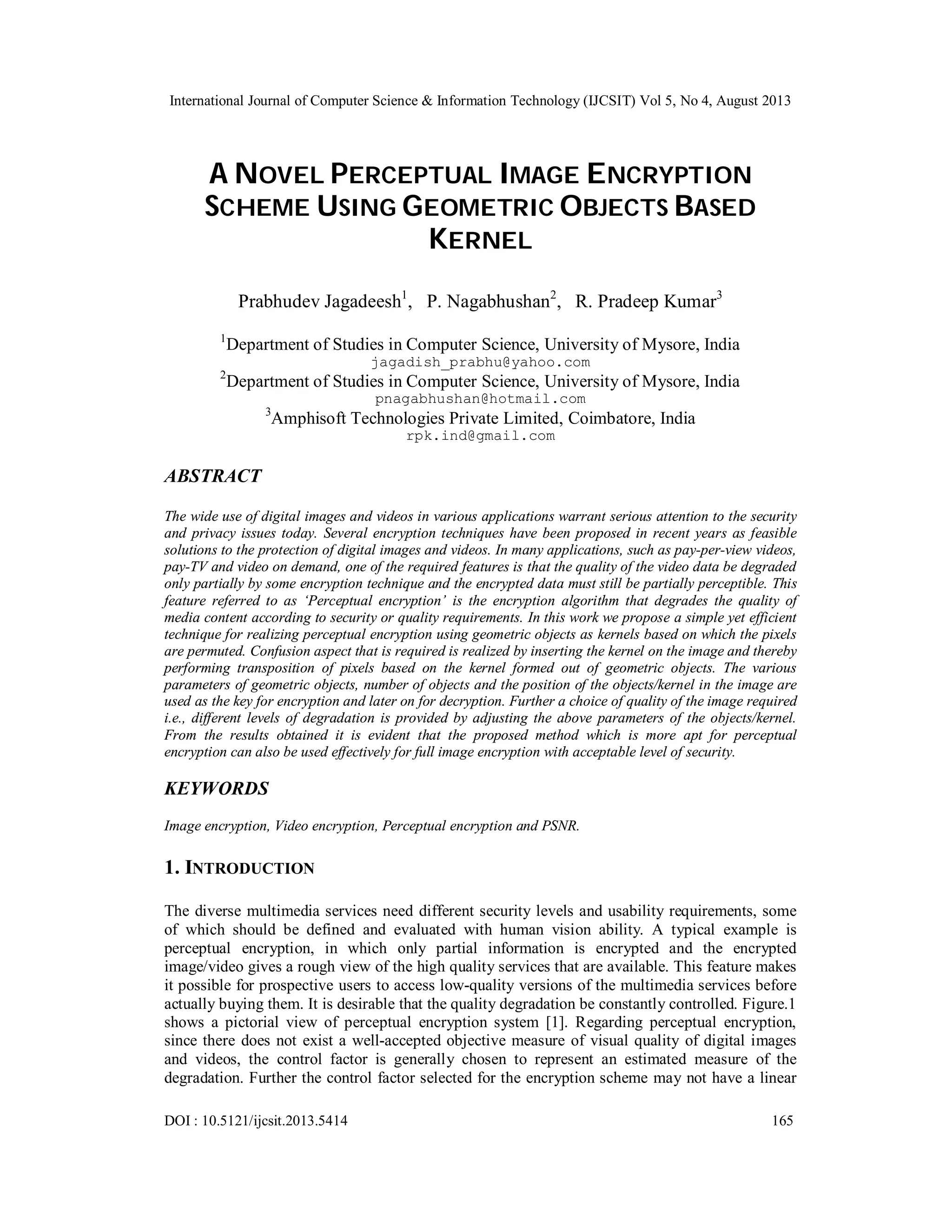 A Novel Perceptual Image Encryption Scheme Using Geometric Objects Based Kernel Ppt