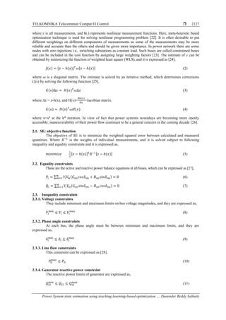 Power system state estimation using teaching learning-based optimization algorithm | PDF