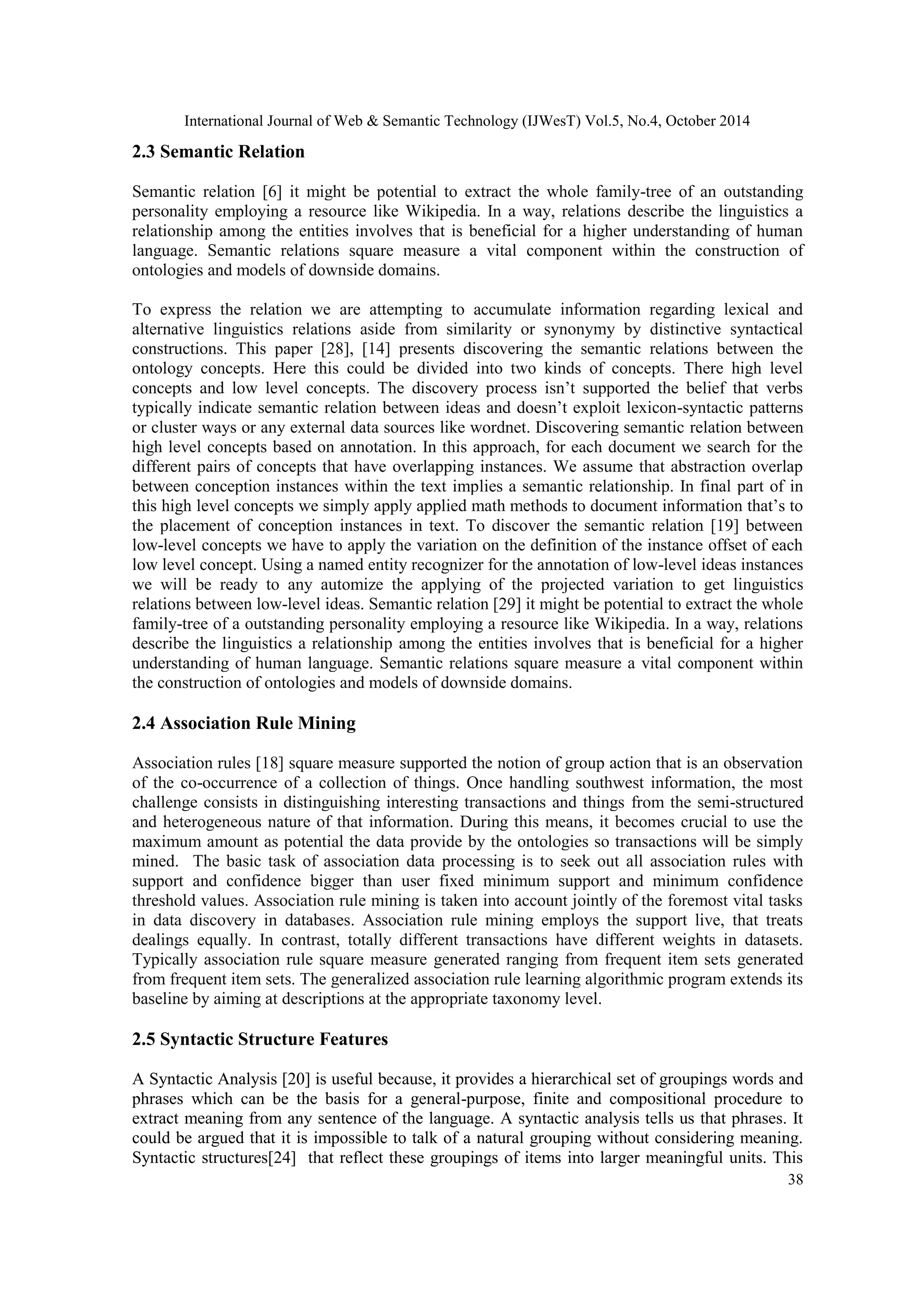 Association Rule Mining Based Extraction Of Semantic Relations Using Markov Logic Network Pdf