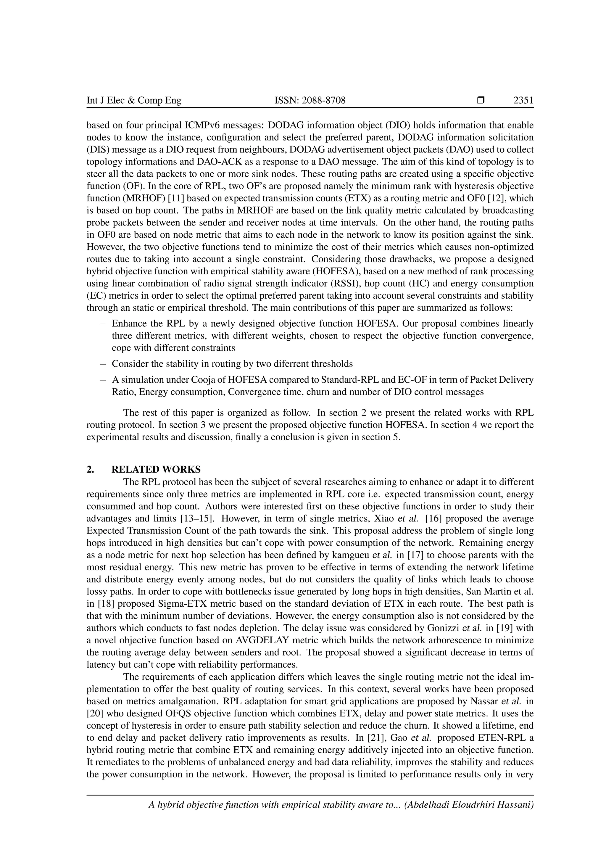 A hybrid objective function with empirical stability aware to improve RPL for IoT applications | PDF