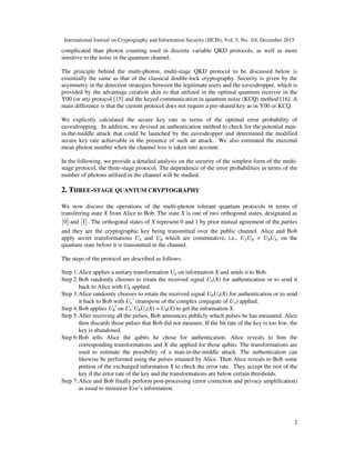 SECURITY ANALYSIS OF THE MULTI-PHOTON THREE-STAGE QUANTUM KEY ...