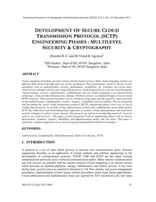 DEVELOPMENT OF SECURE CLOUD TRANSMISSION PROTOCOL (SCTP) ENGINEERING PHASES : MULTILEVEL ...