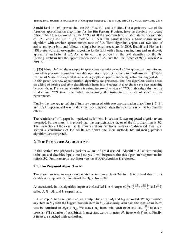 Bin Packing Problem Two Approximation Algorithms Pdf